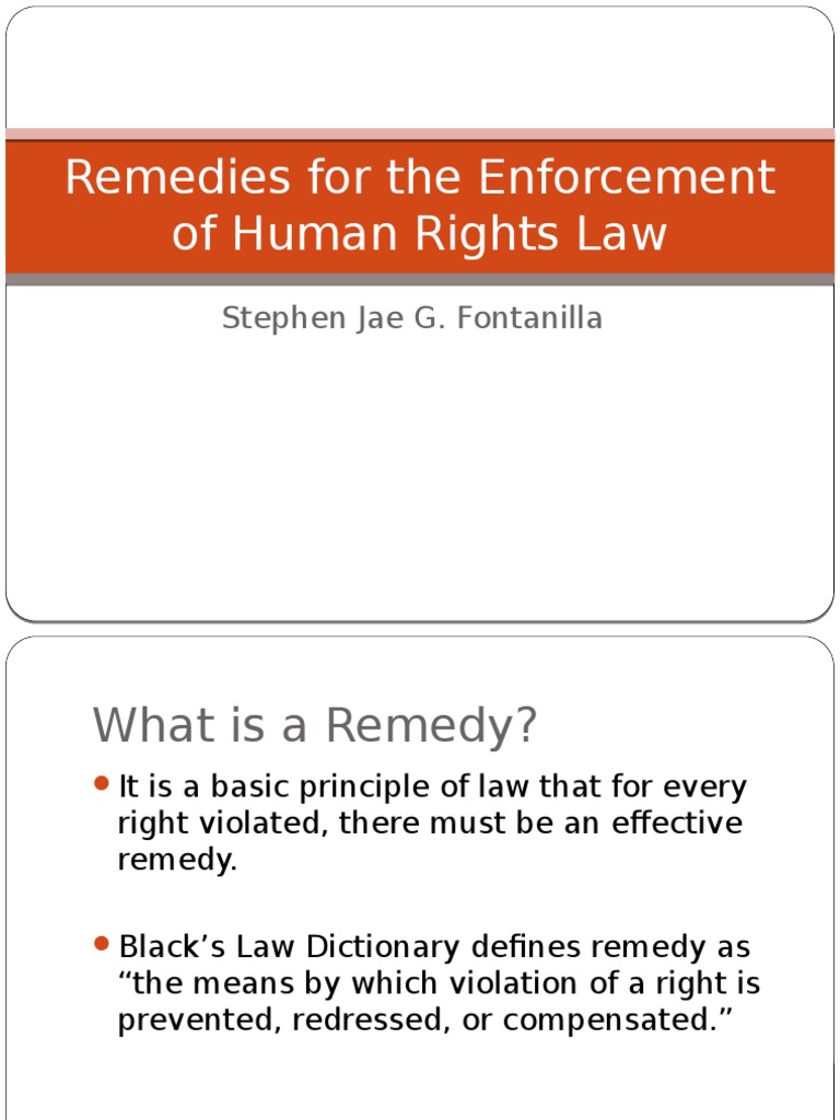 Remedies for the Enforcement of Human Rights Law: Stephen Jae G. Fontanilla