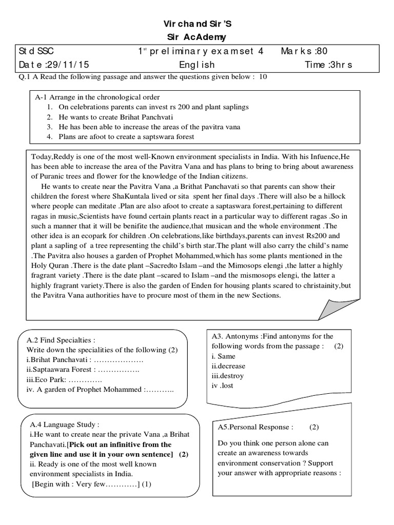 English 1st Preliminary Exam Set 4 | PDF | Paper | Languages