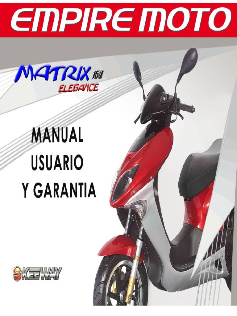 Manual de usuario de matrix elegance 150cc | Neumático | Carburador