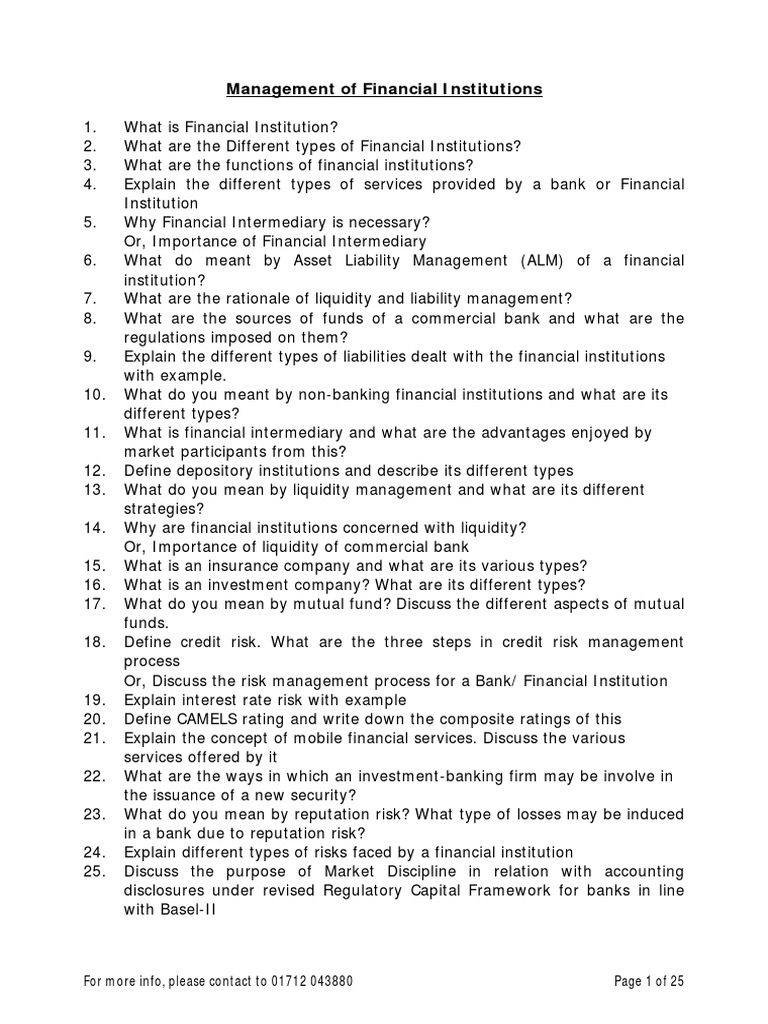 Management For Financial Institutions PDF | PDF