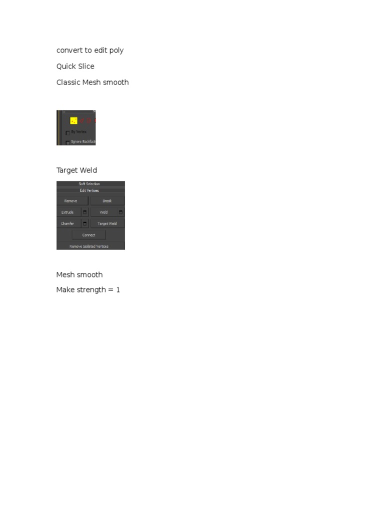 Convert To Edit Poly Quick Slice Classic Mesh Smooth Pdf