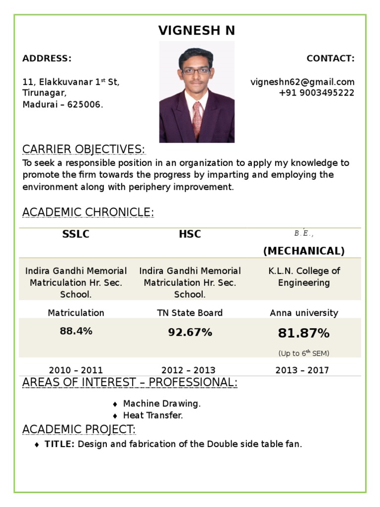 Vignesh N: Carrier Objectives | PDF