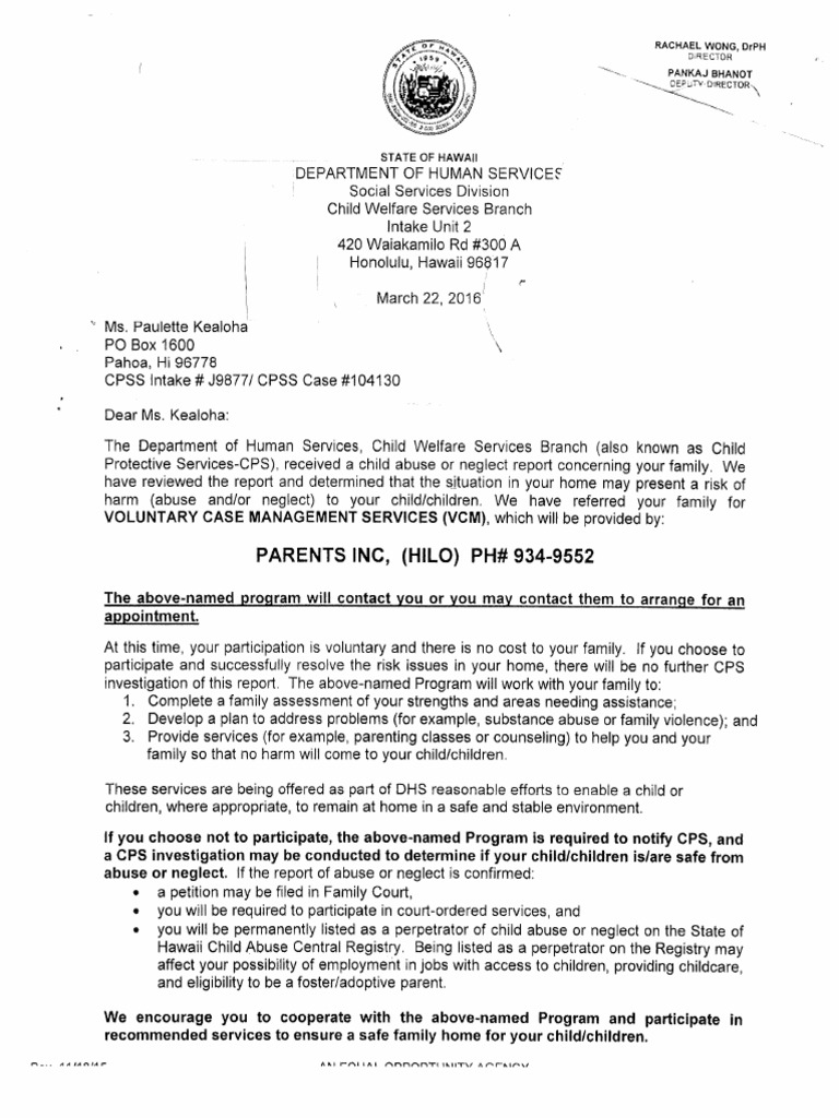 DHS Letter To Kealoha | PDF