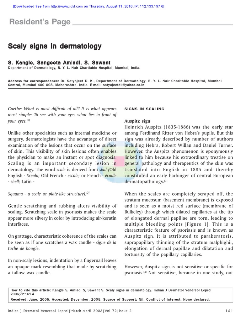 Scaling in Dermatology | PDF | Psoriasis | Dermatology