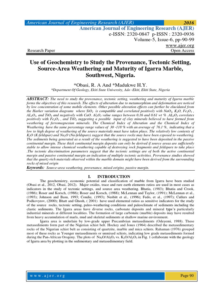 Use of Geochemistry To Study The Provenance, Tectonic Setting, Source ...