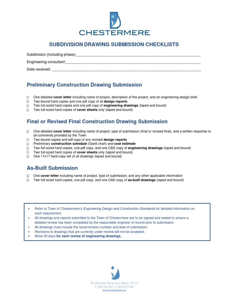 Subdivision Drawing Submission Checklists - 201304111503453087 | PDF