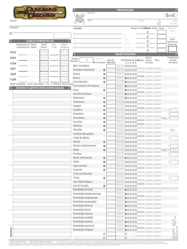 Archivist Character Sheet D&D 3.5e | PDF | Monopolio (economía ...