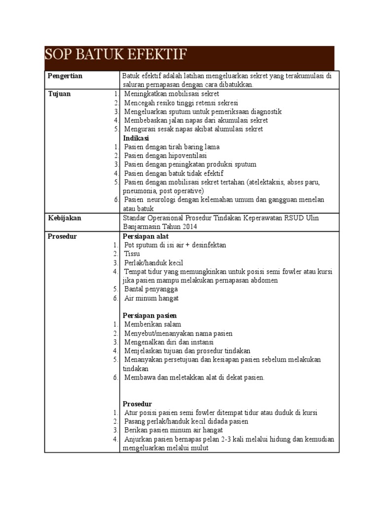 Sop Batuk Efektif | PDF