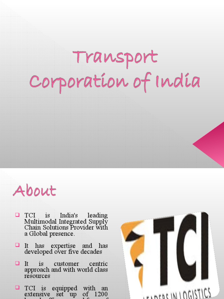 Distribution System of Transport Corporation of India | PDF | Cargo ...