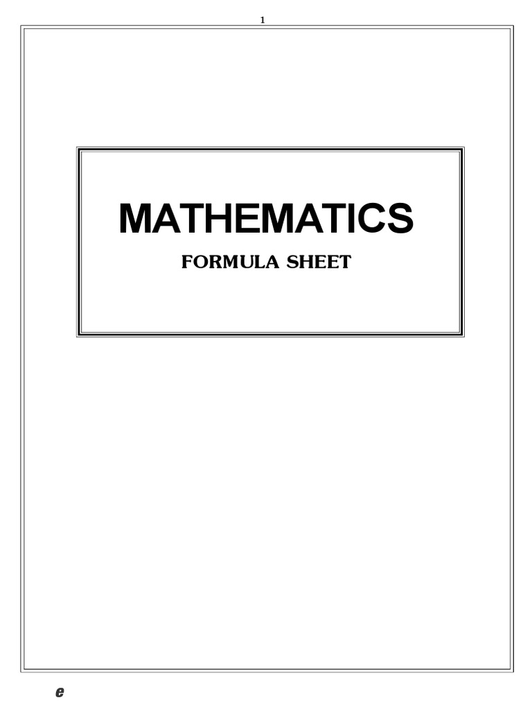 Mathematics Formula Booklet | Trigonometric Functions | Sine