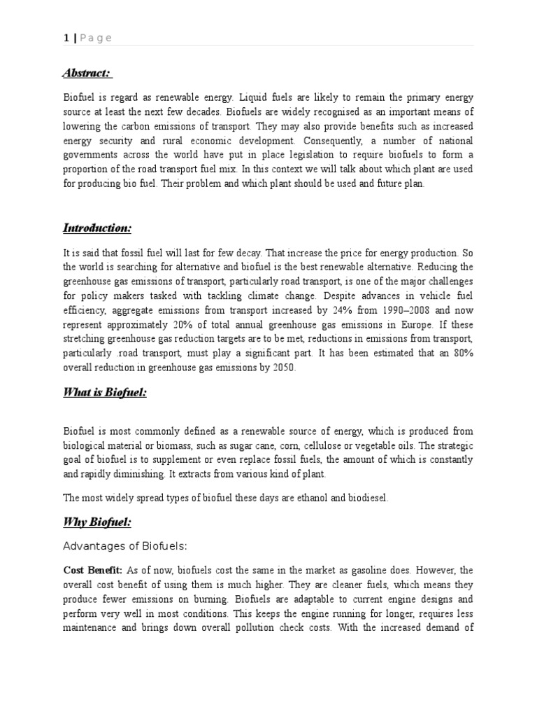 Bio Fuel Project | PDF | Biofuel | Biomass