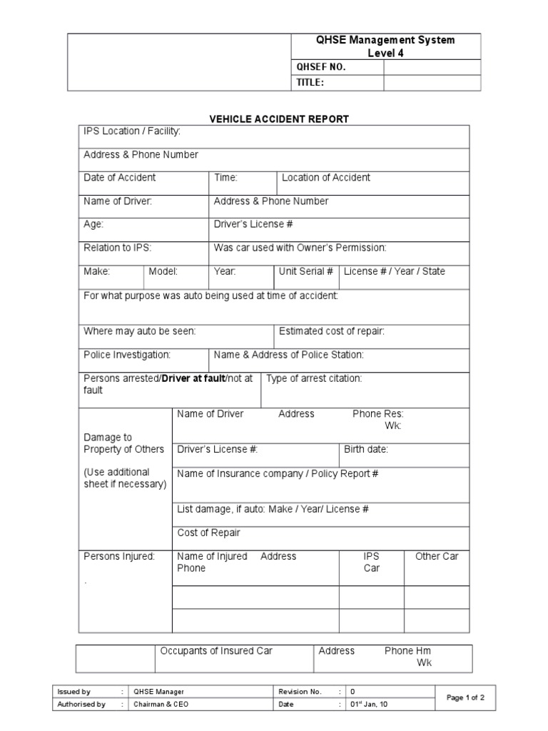 Vehicle Accident Report | PDF