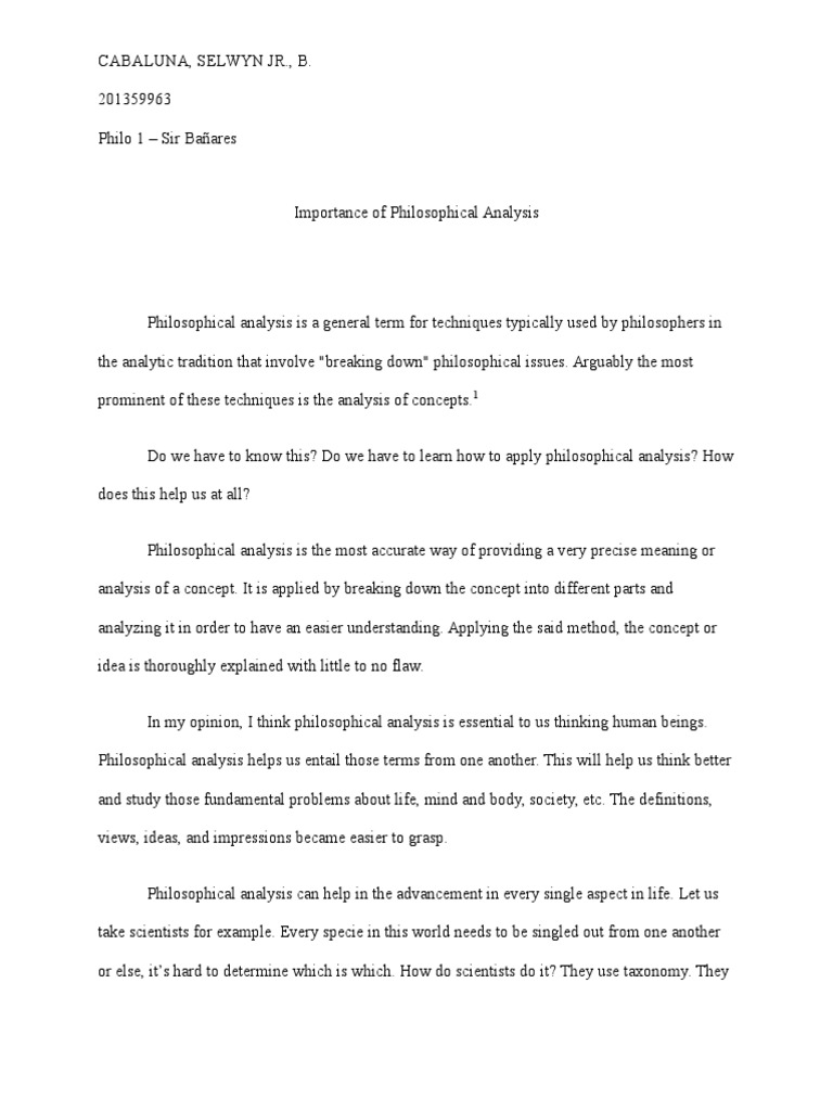 Importance of Philosophical Analysis | PDF | Concept | Idea