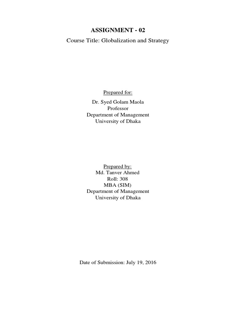 Course Title: Globalization and Strategy: Assignment - 02 | PDF | Six Sigma | Supply Chain