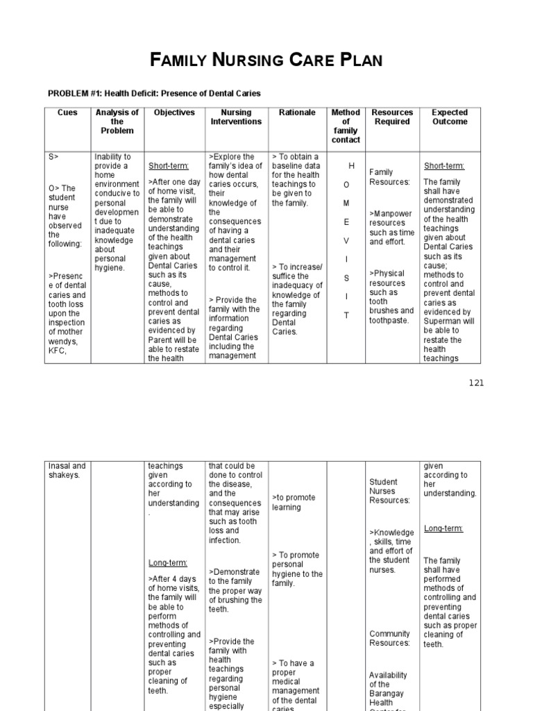 Fam Nursing Care Plan | PDF | Hygiene | Dentistry