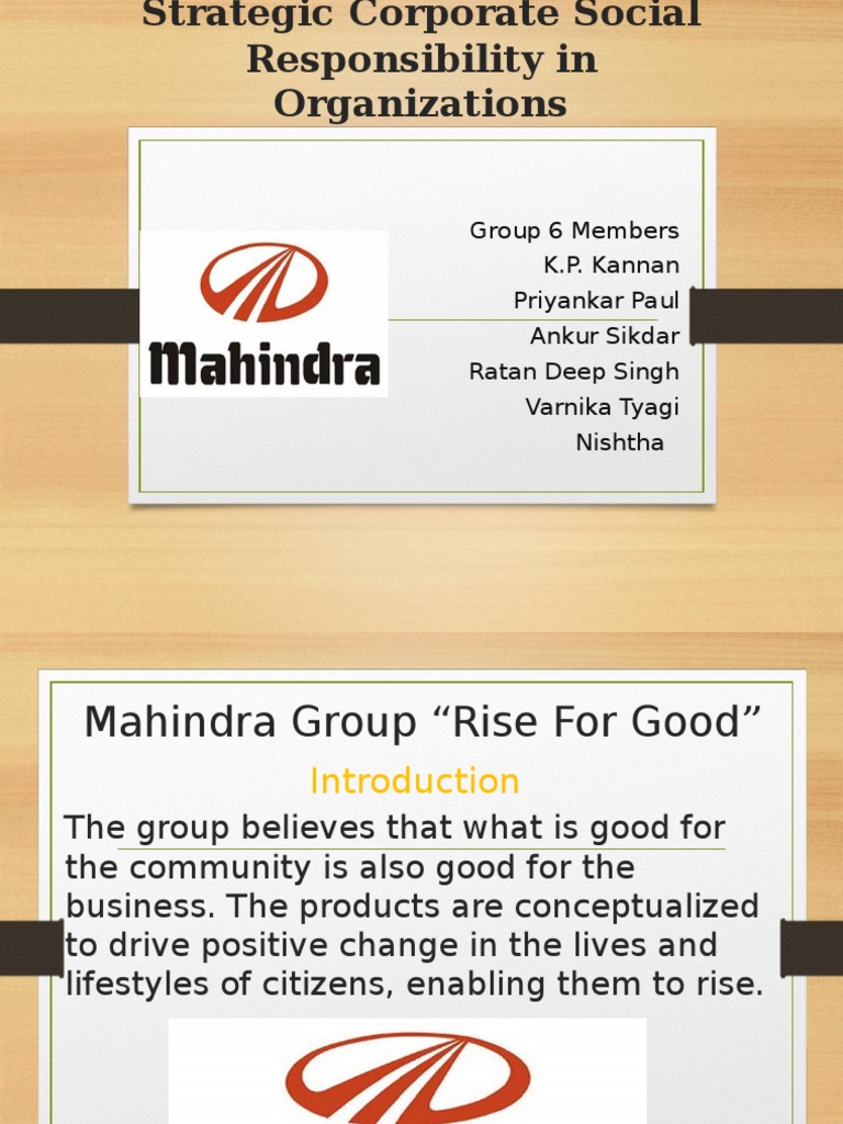 CSR by Mahindra Group | PDF | Corporate Social Responsibility | Economies