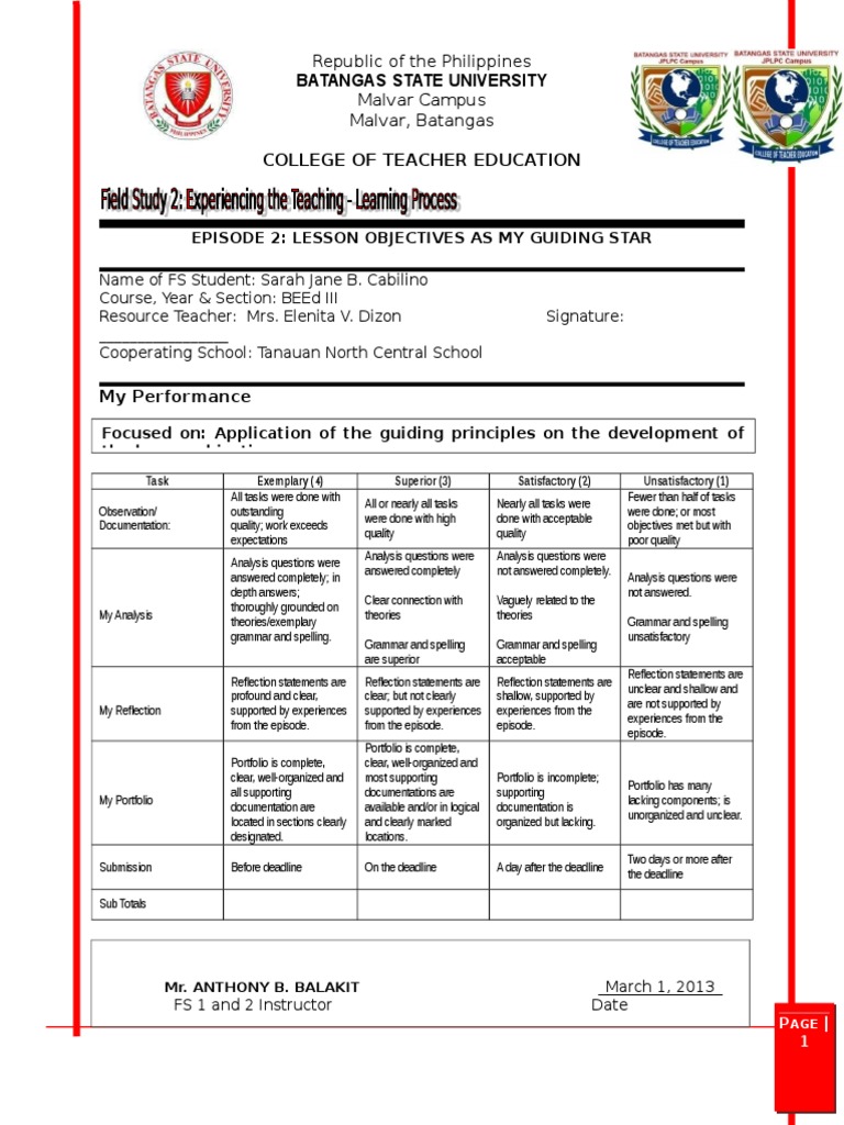 FS 2 Episode 2 | PDF | Lesson Plan | Learning