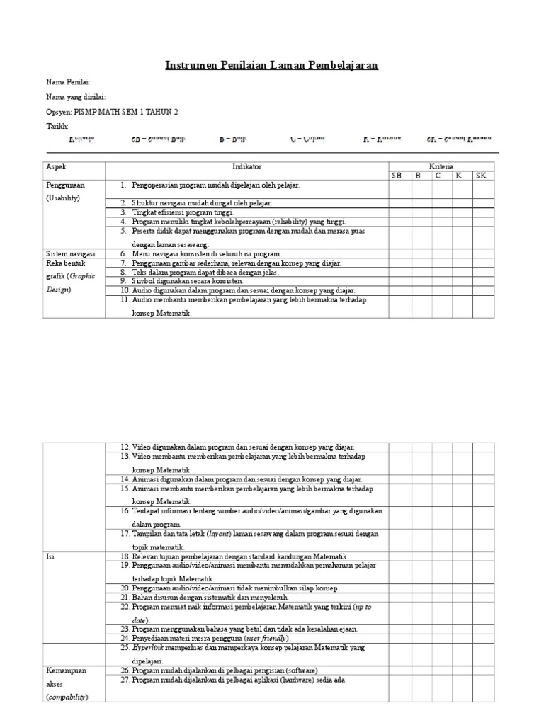 Borang Instrumen EDUP 3053 | PDF