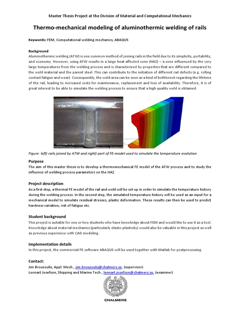 Thermo Mechanical Modeling of Aluminothermic Welding of Rails | PDF | Technology & Engineering