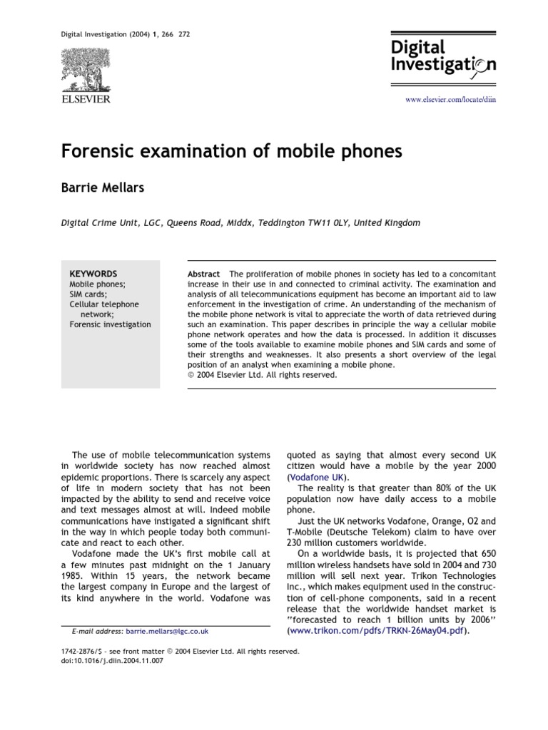 Forensic Examination of Mobile Phones PDF | PDF | Mobile Phones | Base ...