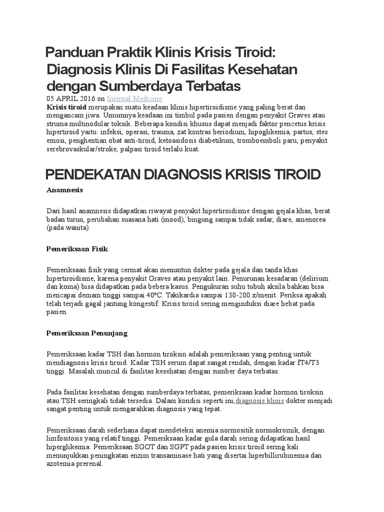Panduan Praktik Klinis Krisis Tiroid | PDF