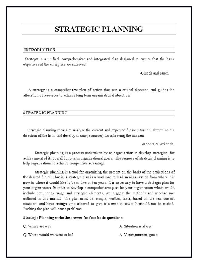 Strategic Planning | PDF | Strategic Planning | Strategic Management
