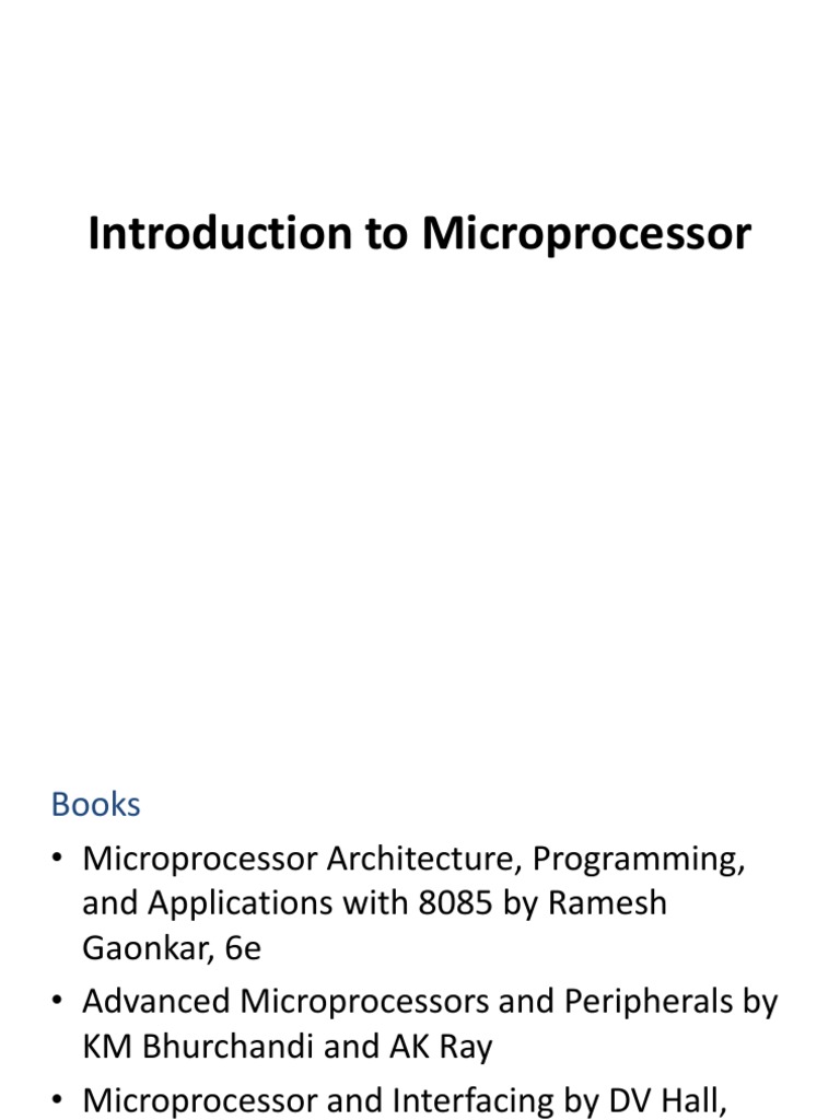 Class 1-Introduction To Microprocessor PDF | PDF | Central Processing Unit | Instruction Set