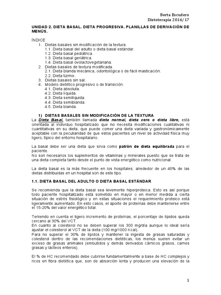 Ud2 Dieta Basal y Prgresiva | PDF | Dieta | sal