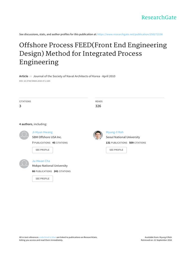 Offshore Process FEEDFront End Engineering Design | PDF