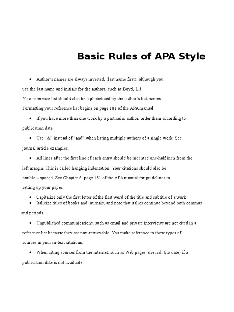 Basic Rules of APA Style - Docx 1 | PDF | Digital Object Identifier ...