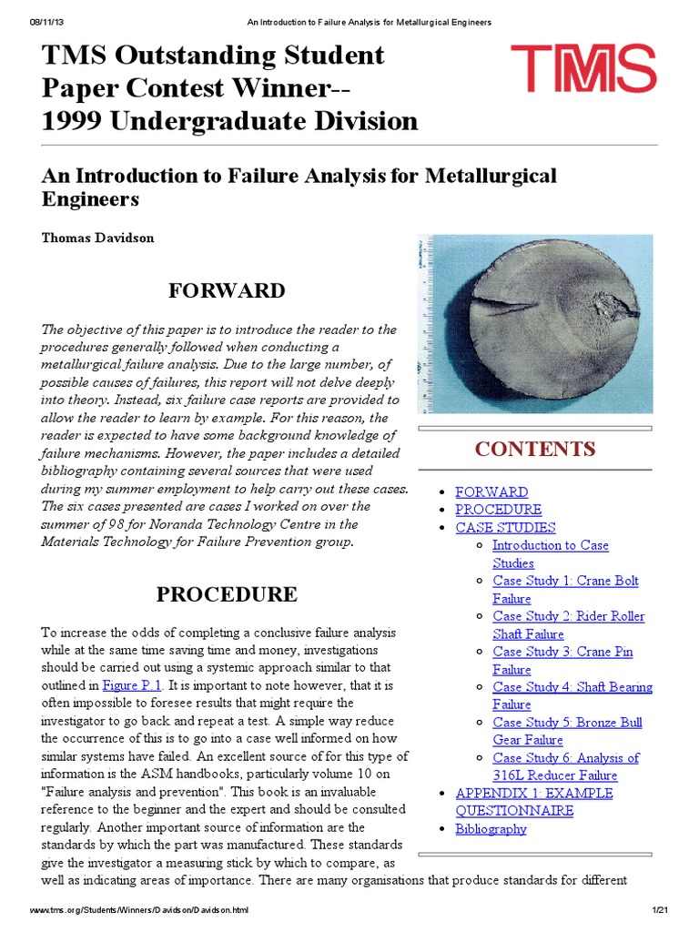 An Introduction To Failure Analysis For Metallurgical Engineers - TMS ...