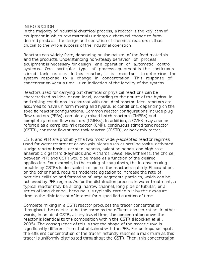 CSTR in Series | PDF | Chemical Reactor | Sewage Treatment