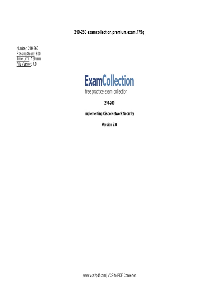 210 260.examcollection - Premium.exam.179q | PDF | Business | Computers