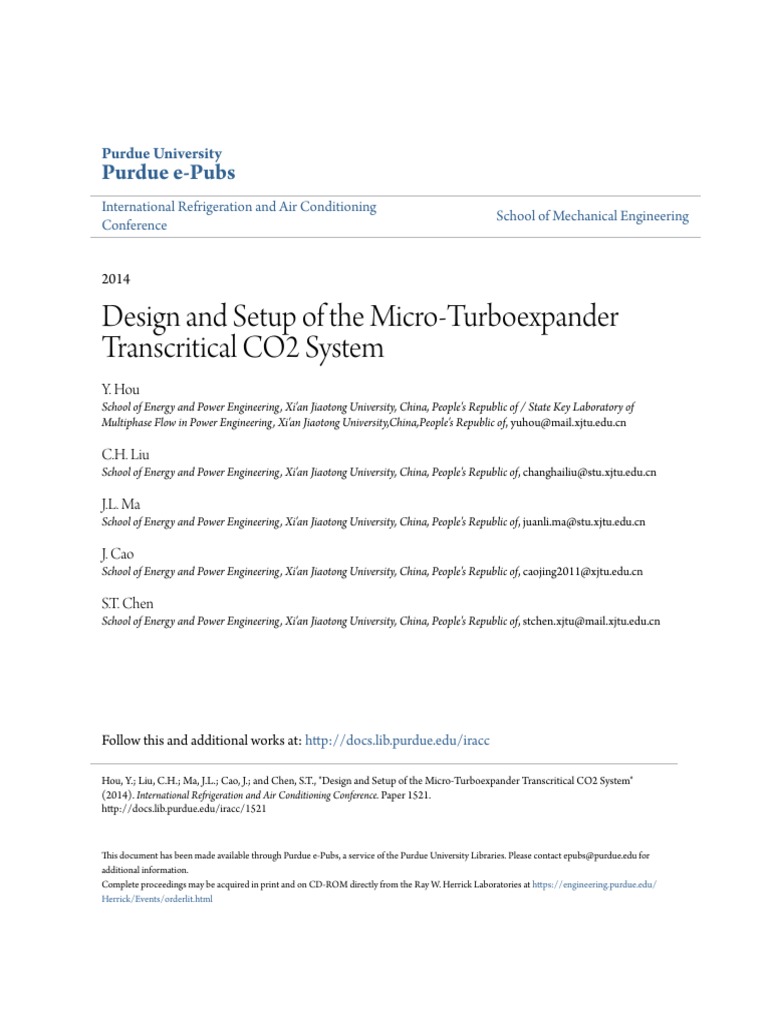 Design and Setup of The Micro-Turboexpander Transcritical CO2 Sys | PDF | Flow Measurement | Turbine