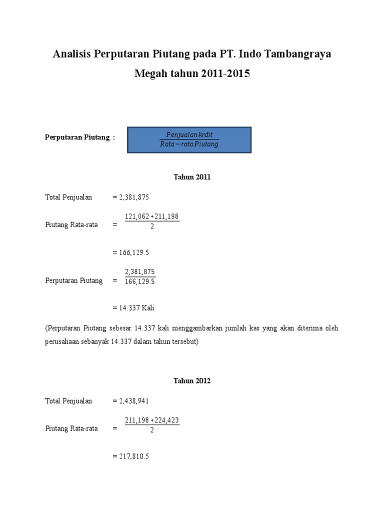Analisis Perputaran Piutang Pada ITMG | PDF