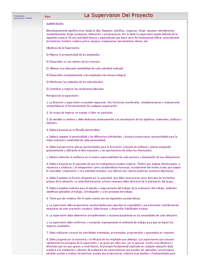 Funciones Del Supervisor de Proyectos PDF | PDF | Gestión de recursos ...