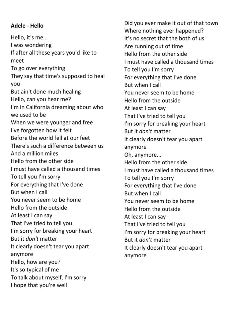 Adele Letras | PDF | Leisure | Entertainment (General)