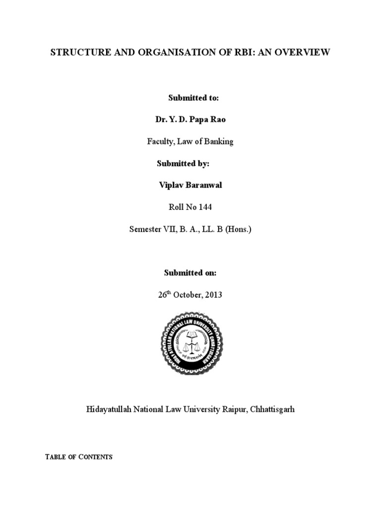 RBI Structure: A Law Student's Guide | PDF | Reserve Bank Of India ...