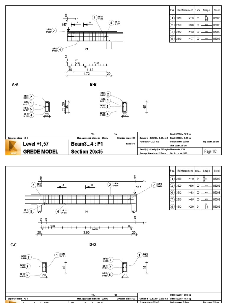 Reinforcement Details and Specifications for Concrete Beams | PDF