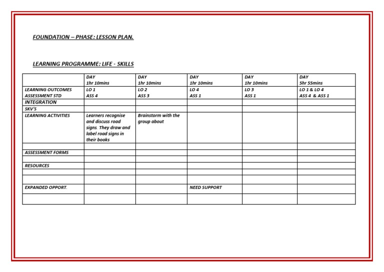 Foundation-Phase Lesson Plan Grade 2 | PDF
