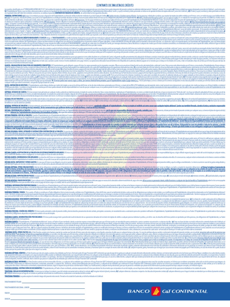 Contrato de Tarjeta de Credito PDF | PDF