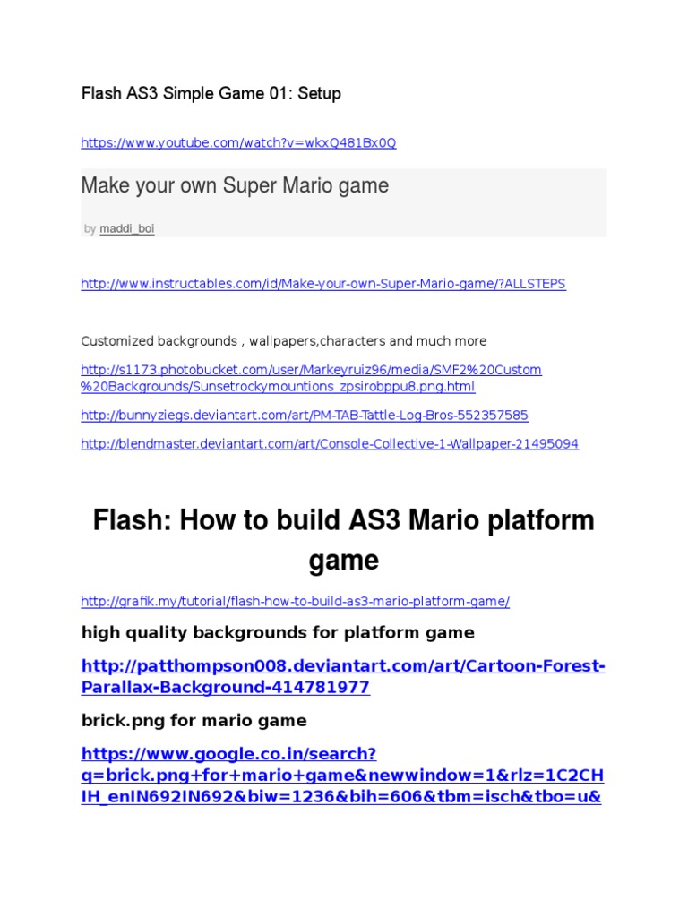 Mario Like Tutorial in As3 | PDF | Adobe Flash | Application Software