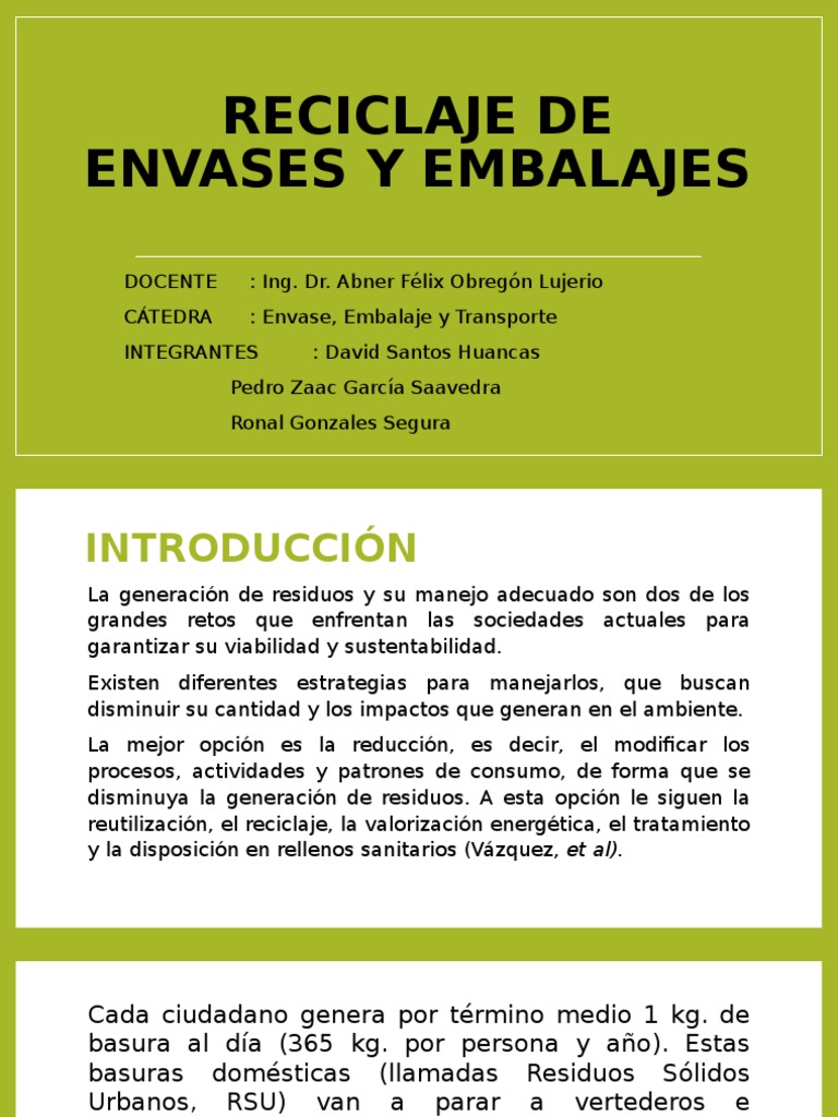 Reciclaje de Envases y Embalajes - Presentación Power Point | PDF ...
