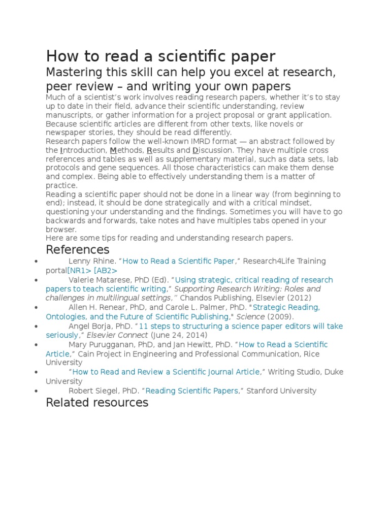 Reading Scientific Paper | PDF | Science & Mathematics