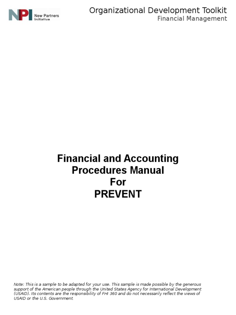 Financial and Accounting Procedures Manual | PDF | Bookkeeping | Cheque