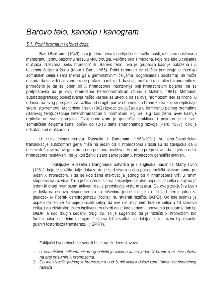 Genetika-Barovo Telo, Kariotip I Kariogram | PDF