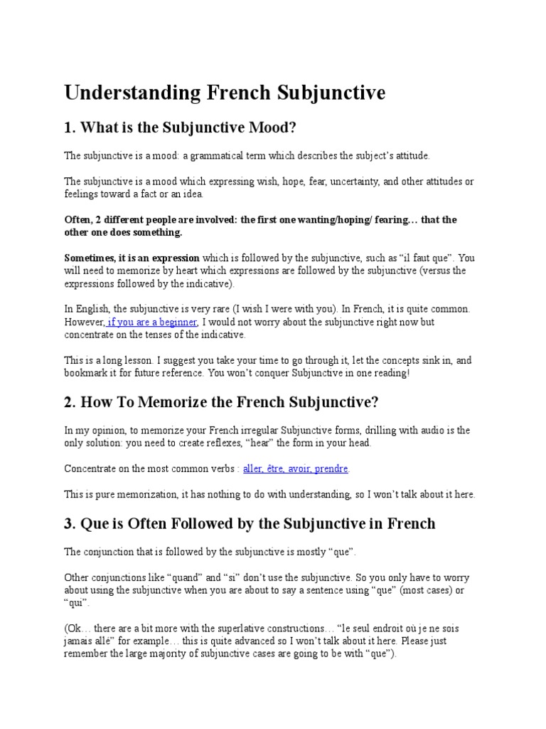Understanding French Subjunctive | PDF | Style (Fiction) | Cognitive ...