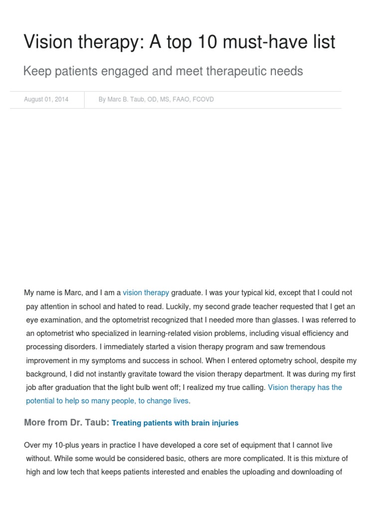 Essential Vision Therapy Equipment List | PDF | Optometry | Light