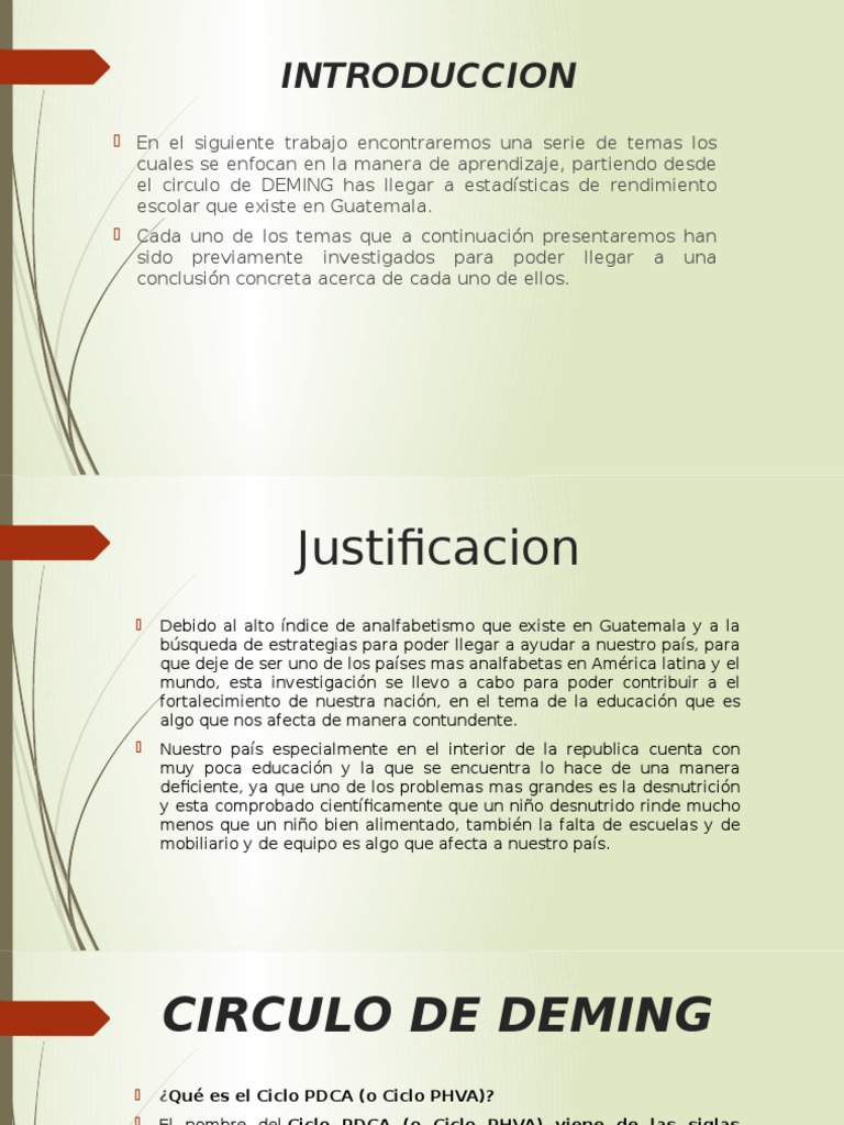 Mejora Escolar: Círculo de Deming y Estrategias | PDF | Motivación ...