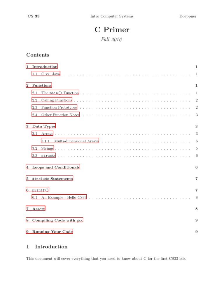 C Primer | PDF | C (Programming Language) | Array Data Structure